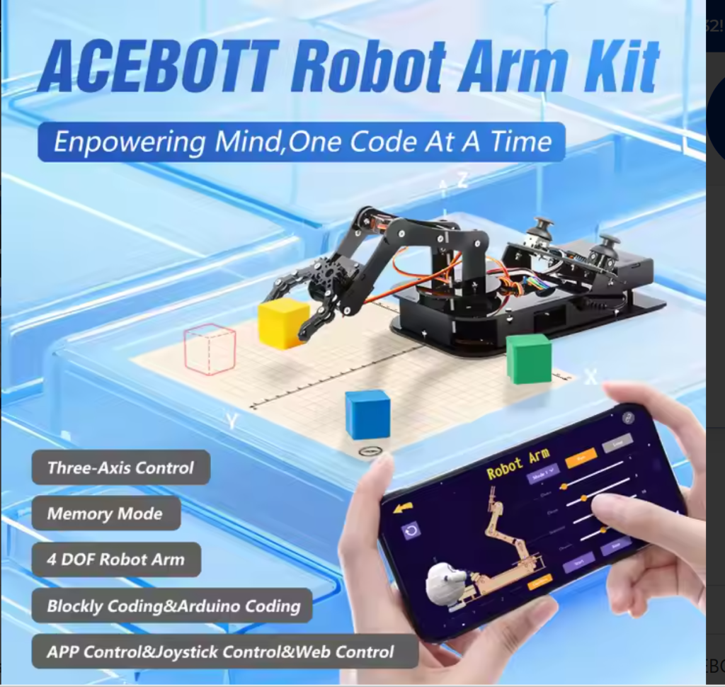 Kit Brazo Robótico STEAM Programable ESP32 Compatible con Arduino - MEGATRONICA